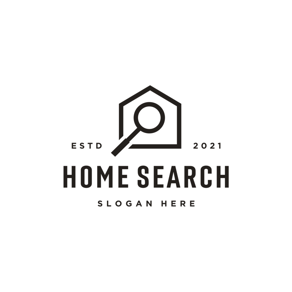 Real estate search logo of a house with magnifying glass , 2 logo ...