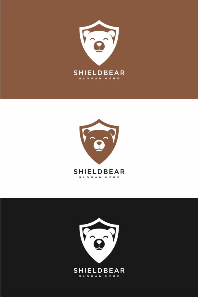 bear shield head logo vector - MasterBundles