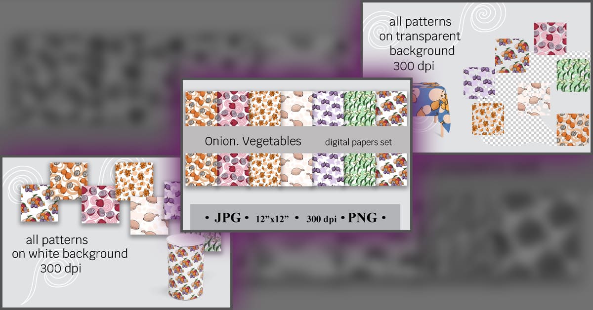 Onion Vegetables Digital Paper Set, Kitchen Seamless Pattern – MasterBundles