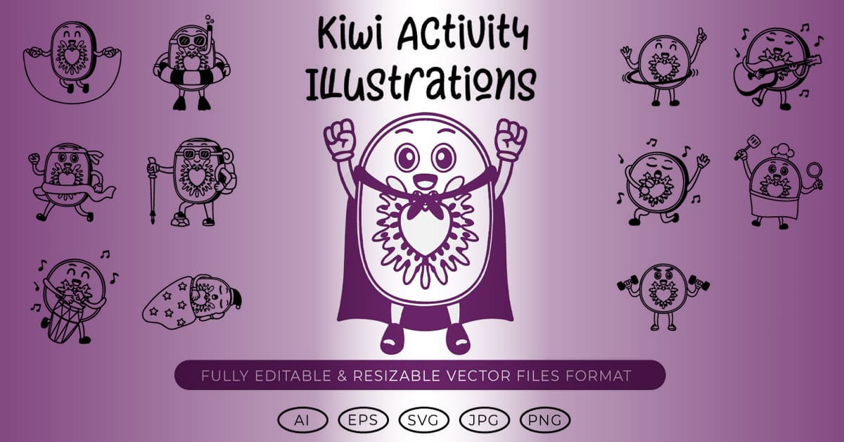 Kiwi Activity Illustrations – MasterBundles