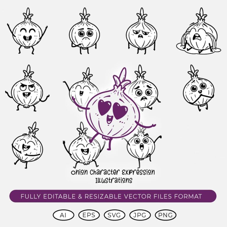Onion Character Expression Illustrations – MasterBundles
