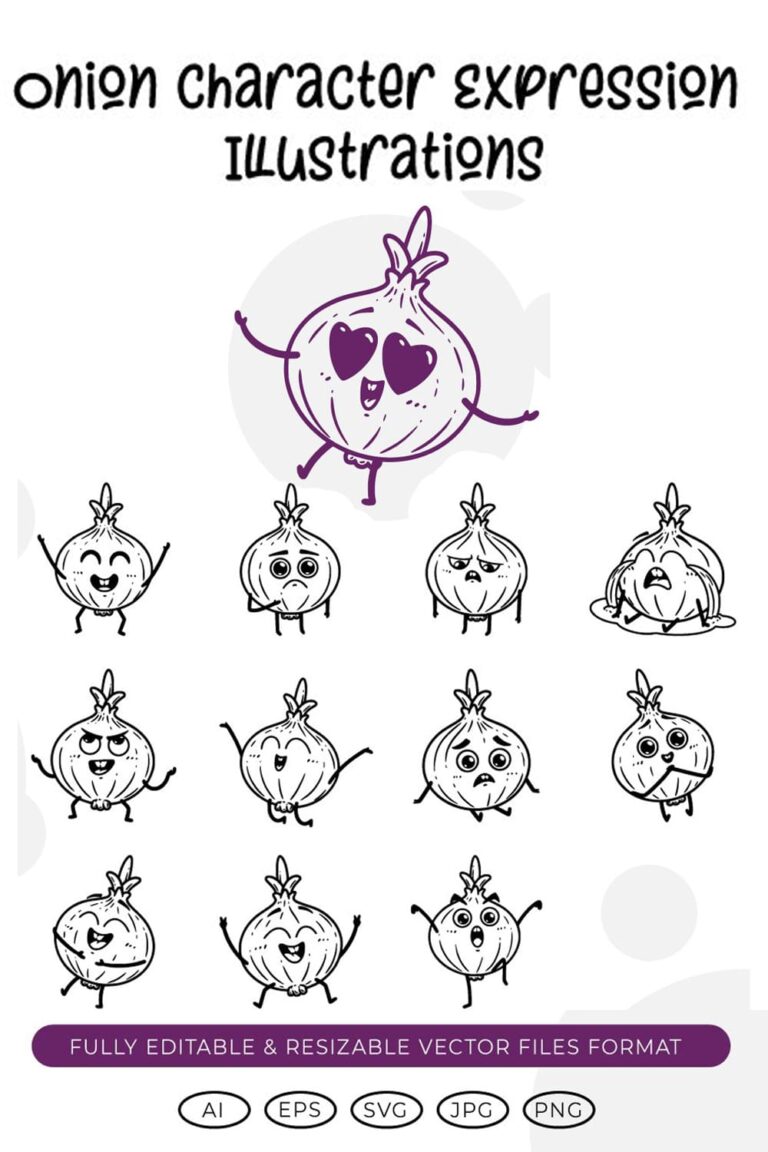 Onion Character Expression Illustrations – MasterBundles
