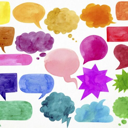 Watercolor Speech Bubbles Clipart | Master Bundles