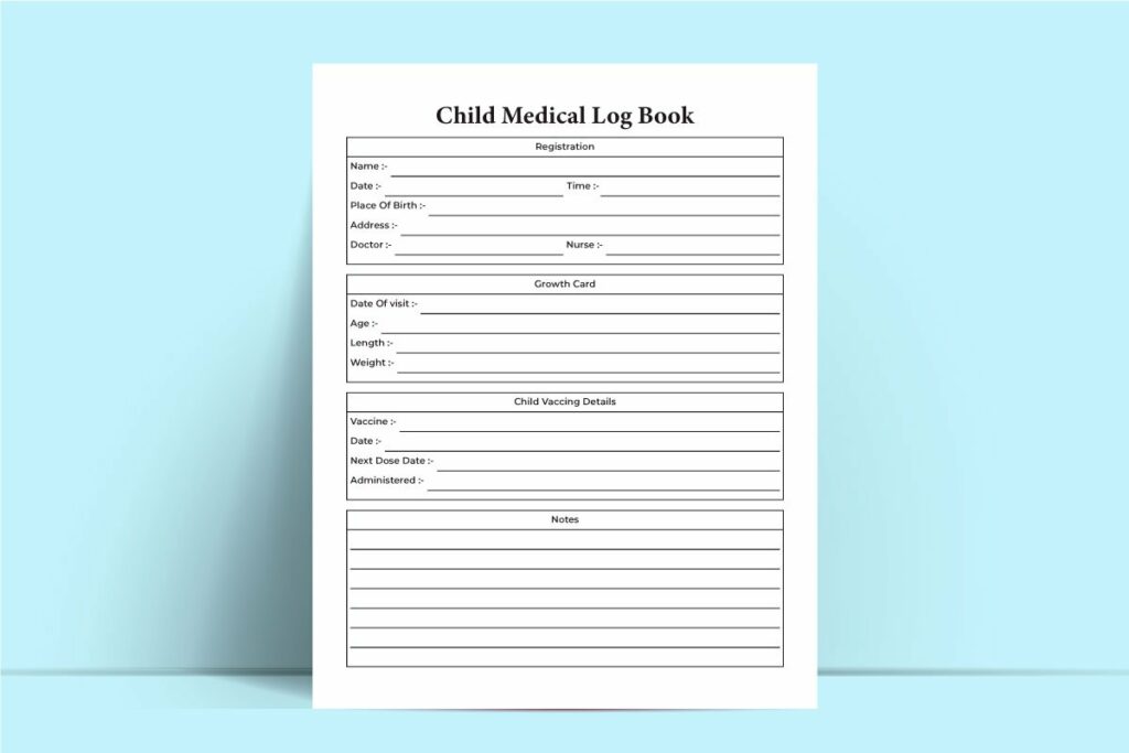 Child Medical Log Book KDP Interior – MasterBundles
