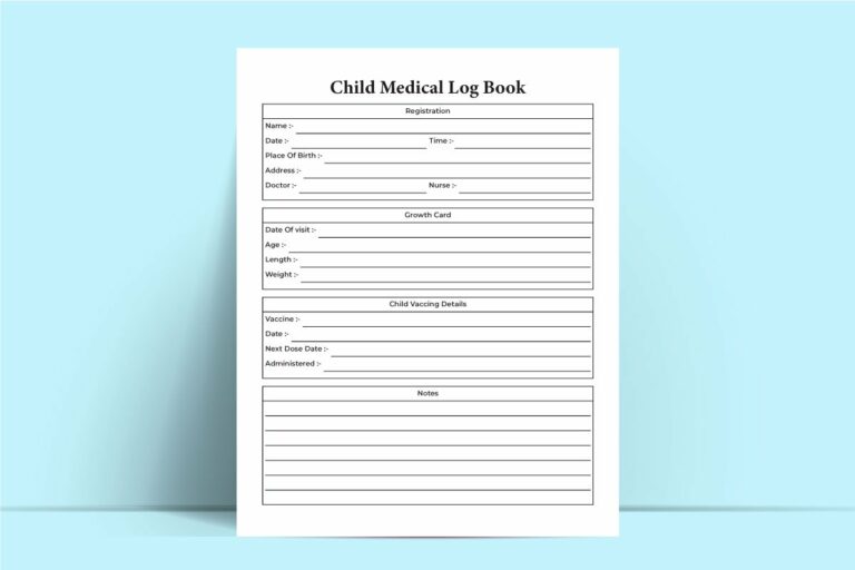 Child Medical Log Book KDP Interior – MasterBundles