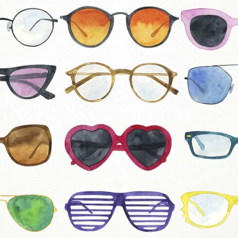 Watercolor Sunglasses Clipart | Master Bundles