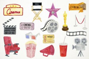 Watercolor Movie Clipart | Master Bundles