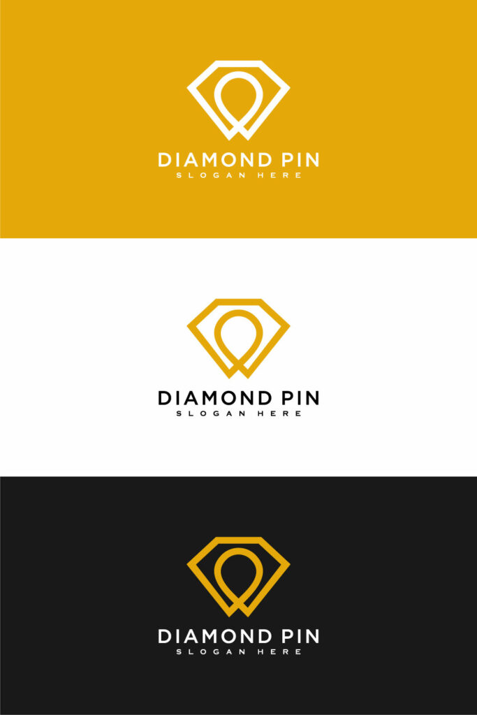 diamond pin logo vector design - MasterBundles