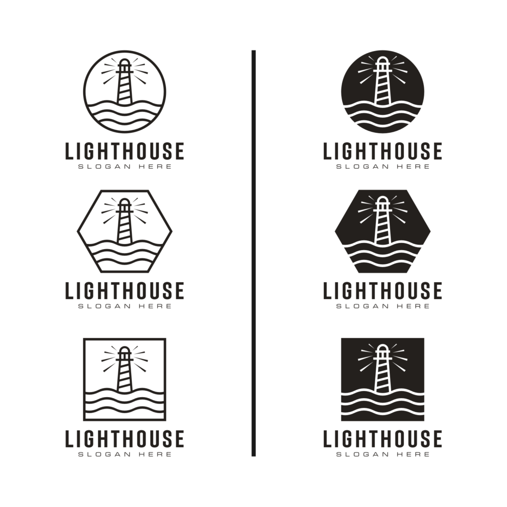 set of Lighthouse logo vector design - MasterBundles