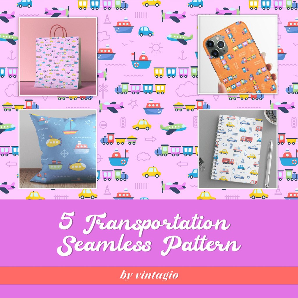 5 Transportation Seamless Pattern – MasterBundles