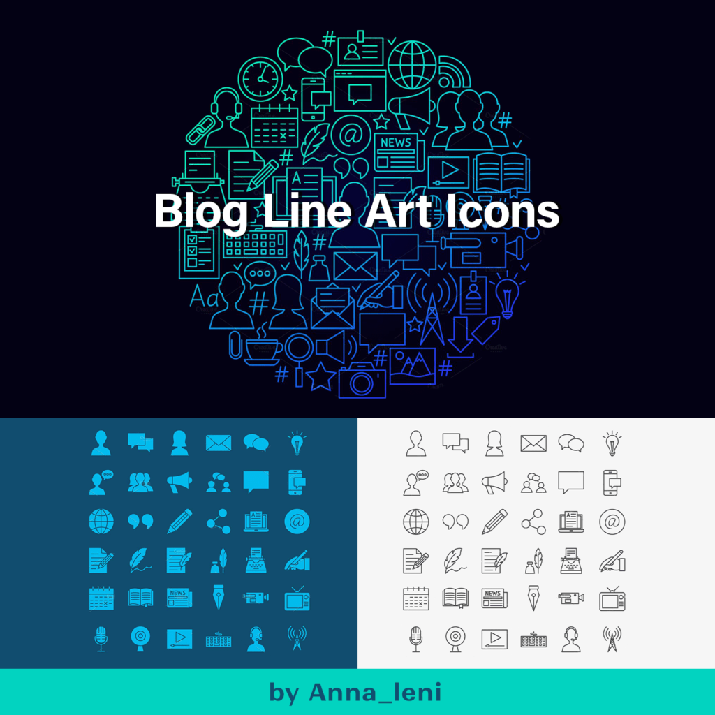 Blog Line Art Icons – MasterBundles