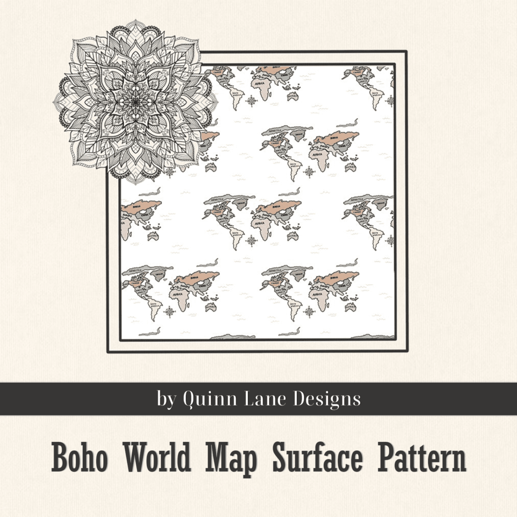 Boho World Map Surface Pattern – MasterBundles
