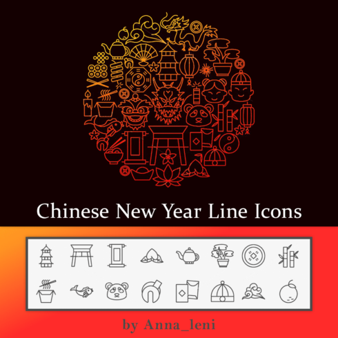 Chinese New Year Line Icons – MasterBundles