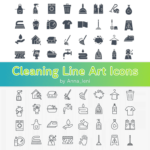 Cleaning Line Art Icons – MasterBundles