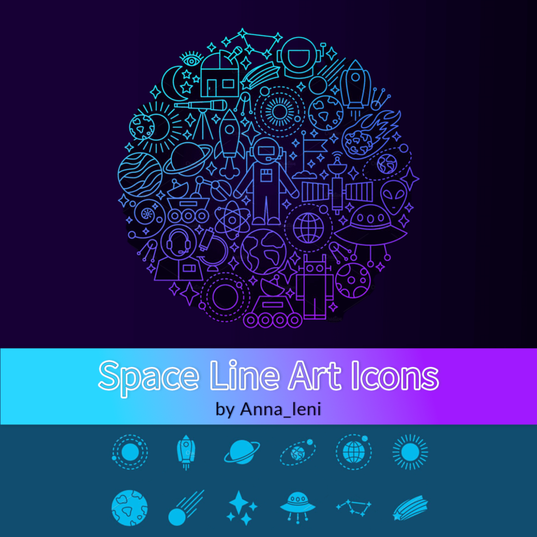 Space Line Art Icons – MasterBundles
