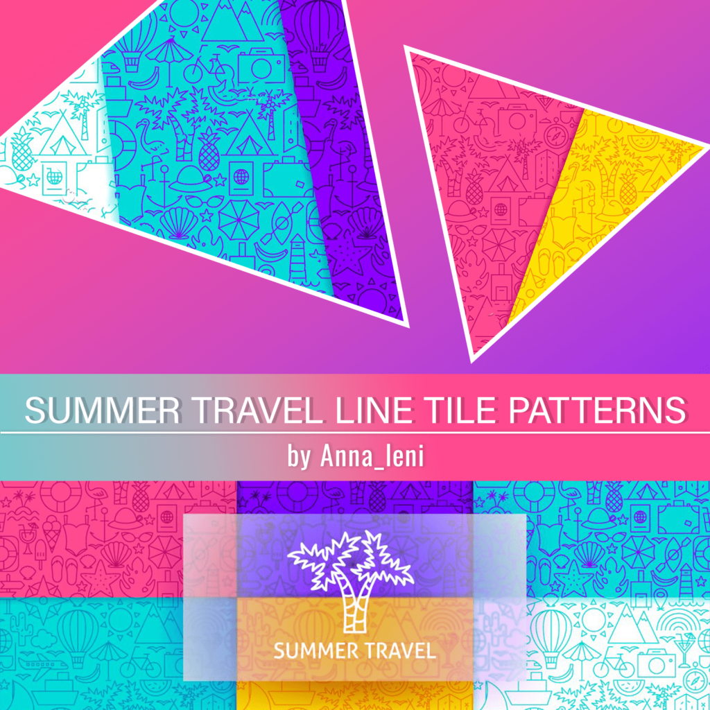 Summer Travel Line Tile Patterns – MasterBundles