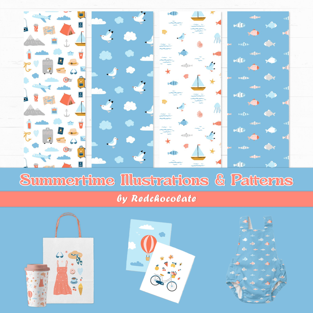 Summertime Illustrations & Patterns – MasterBundles
