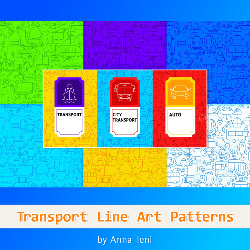 Transport Line Art Patterns – MasterBundles