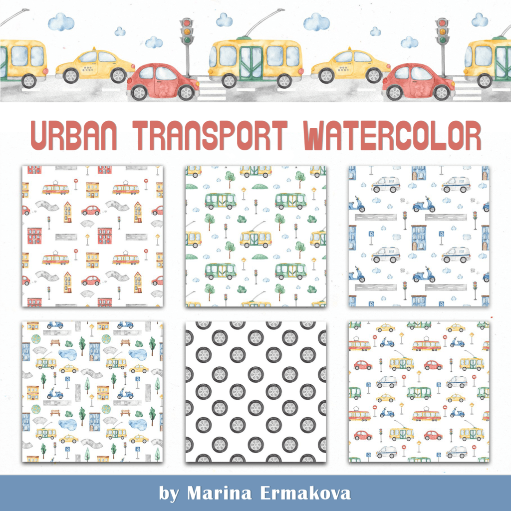 Urban Transport Watercolor – MasterBundles