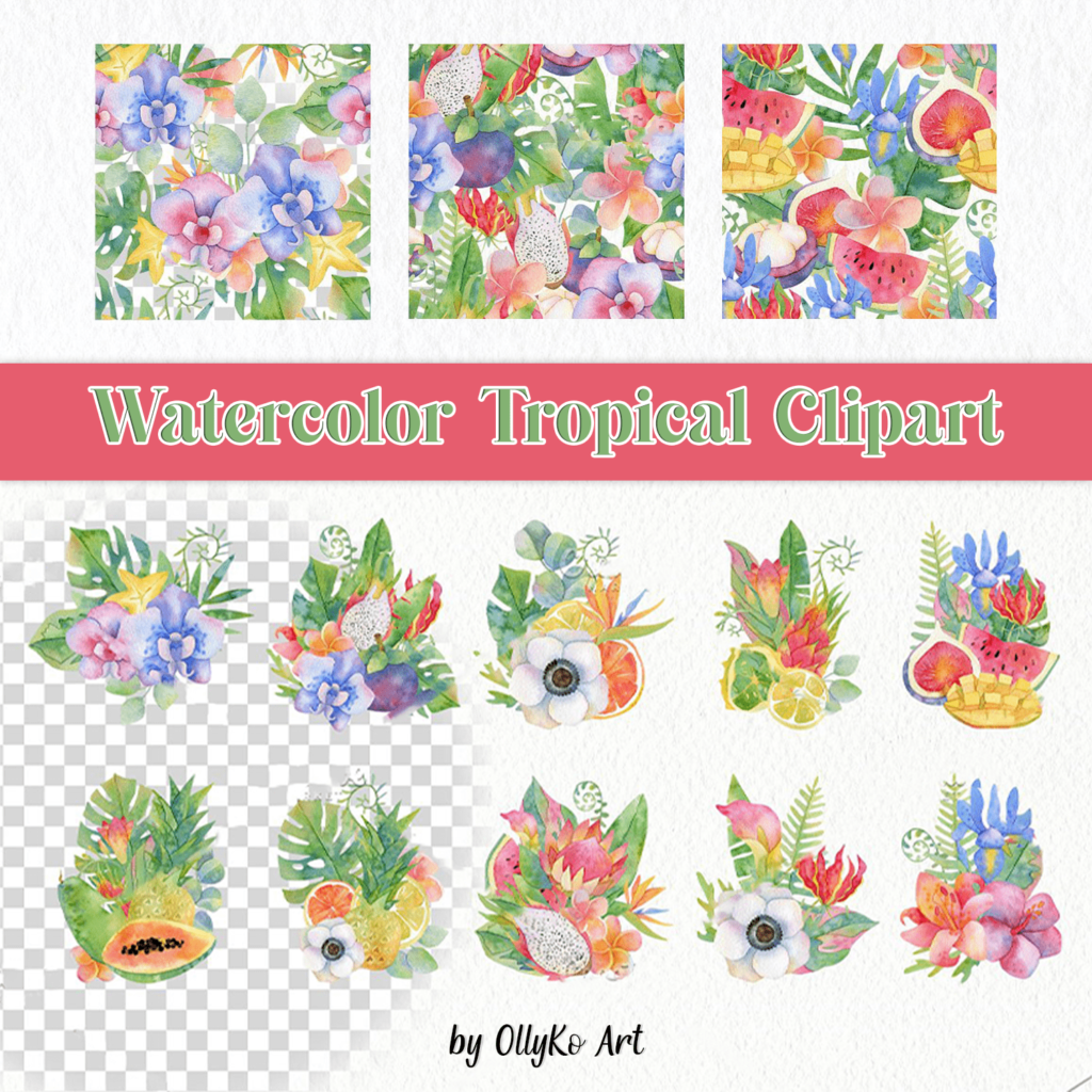 Watercolor Tropical Clipart – MasterBundles