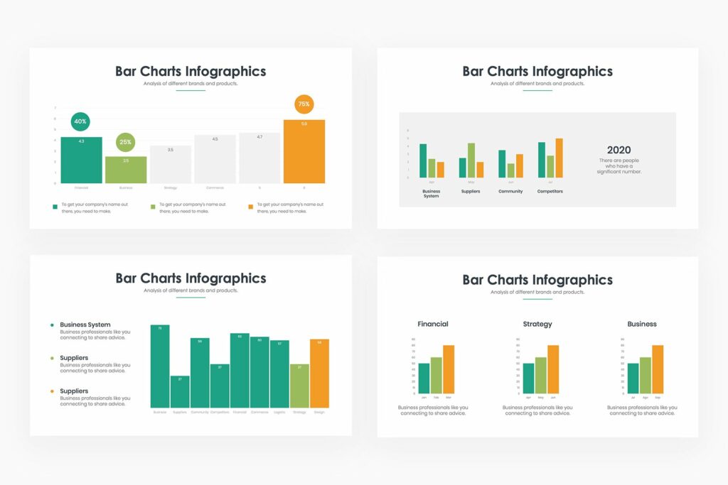 Bar Charts Infographics - PowerPoint – MasterBundles