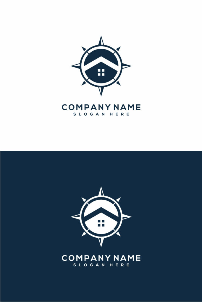 compass and home logo vector design - MasterBundles