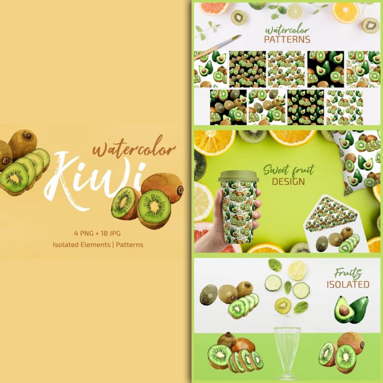 Kiwi Vector. Kiwi Fruits Clipart. Kiwi SVG. Fruits SVG | Master Bundles