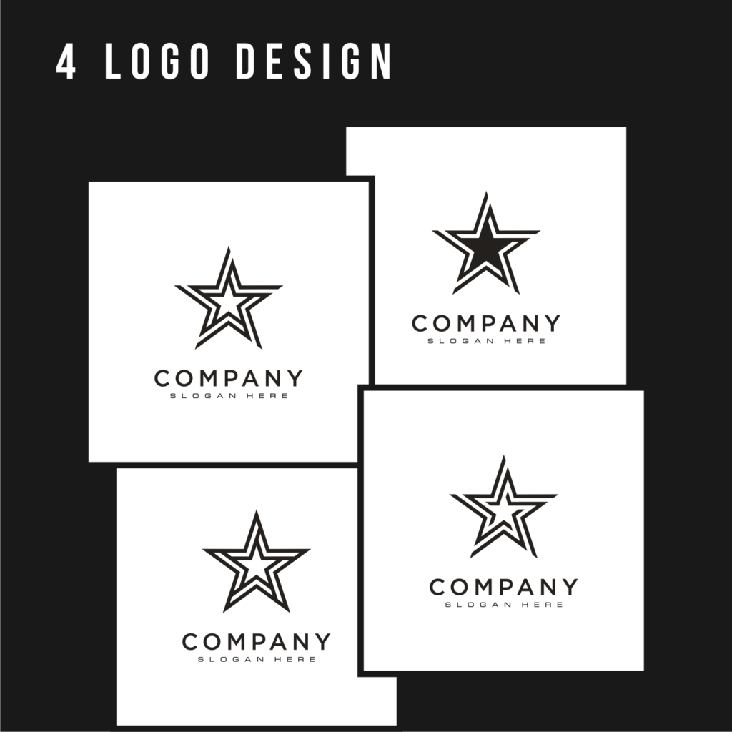 set of star logo vector line style, 4 logo design star - MasterBundles