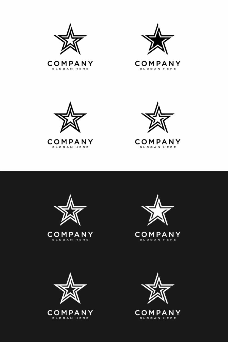 set of star logo vector line style, 4 logo design star | MasterBundles