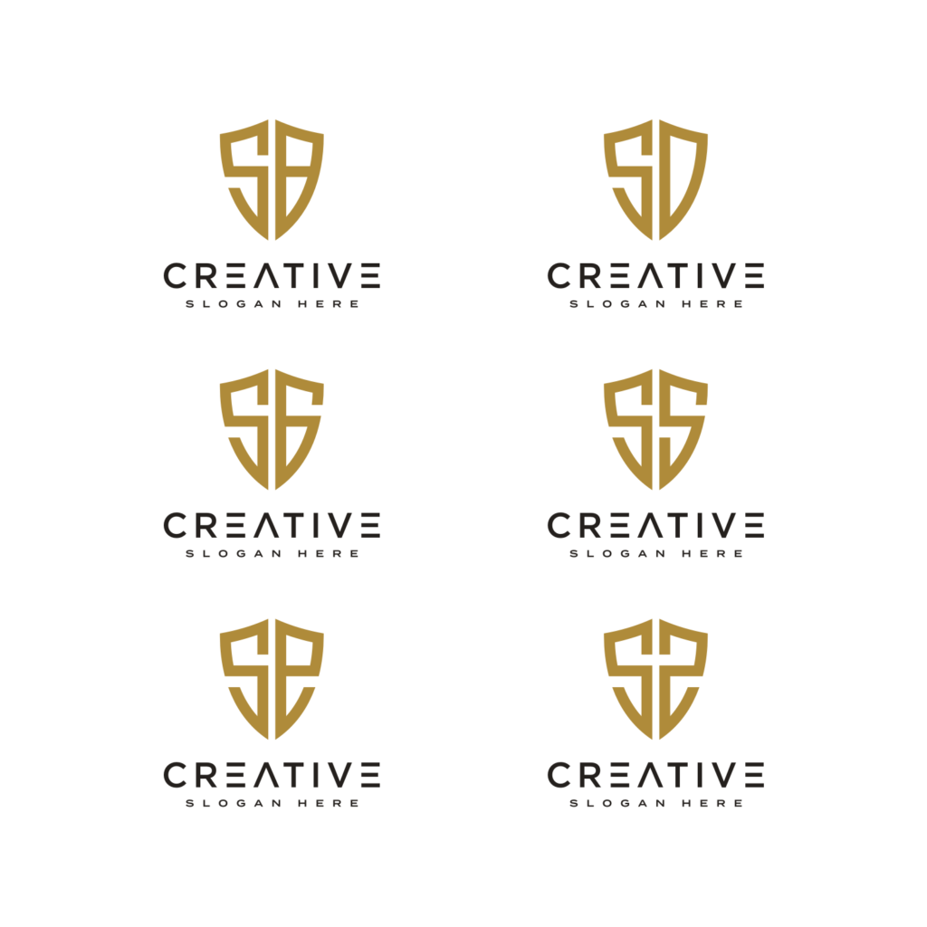 Set of initial letter s combined with other in shield. 6 logo ...