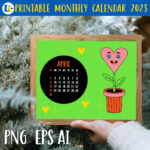 Retro groovy desktop Calendar 2023 Printable monthly templat ...