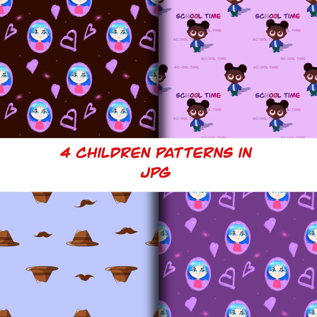 4 seamless children pattern - MasterBundles
