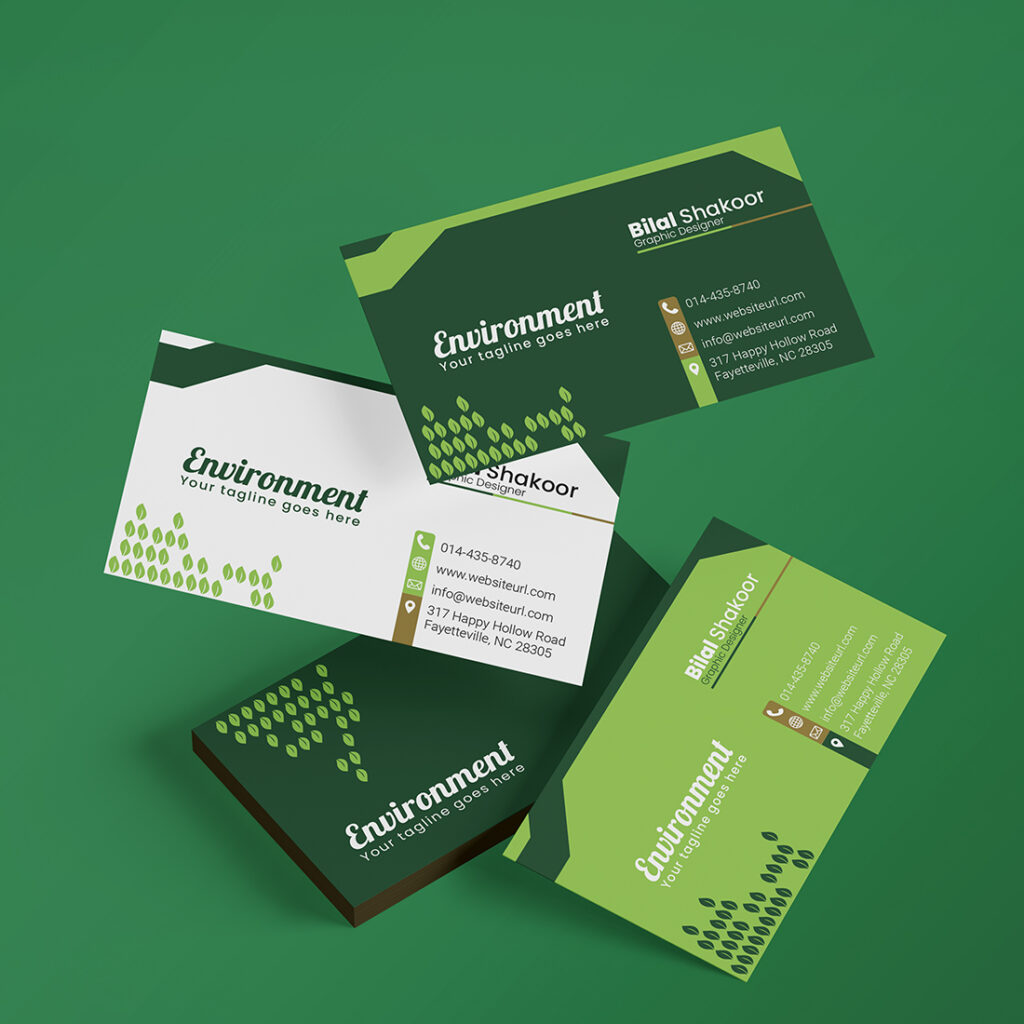 Green Business Card in 3 Colors - MasterBundles