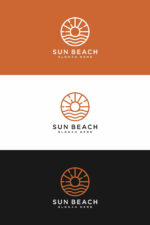 sun beach logo design Premium Vector | MasterBundles