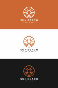 sun beach logo design Premium Vector | MasterBundles