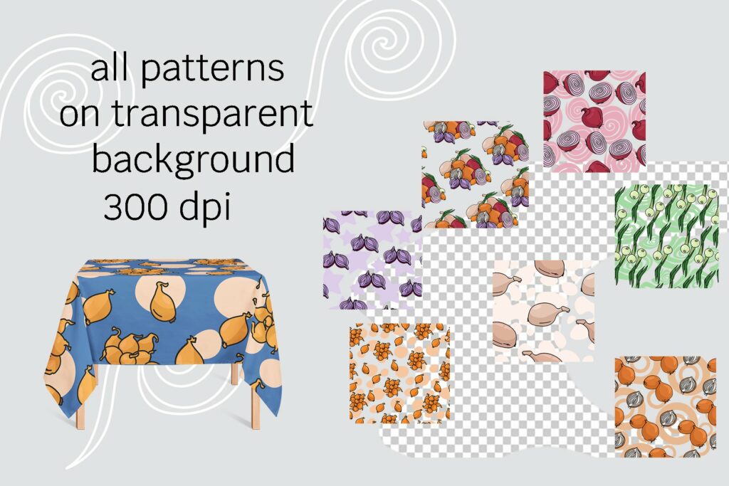 Onion Vegetables Digital Paper Set, Kitchen Seamless Pattern ...