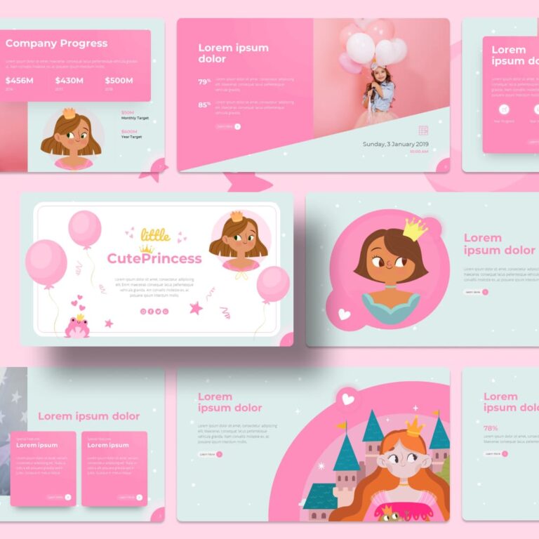 Cute Little Princess Keynote Template – MasterBundles