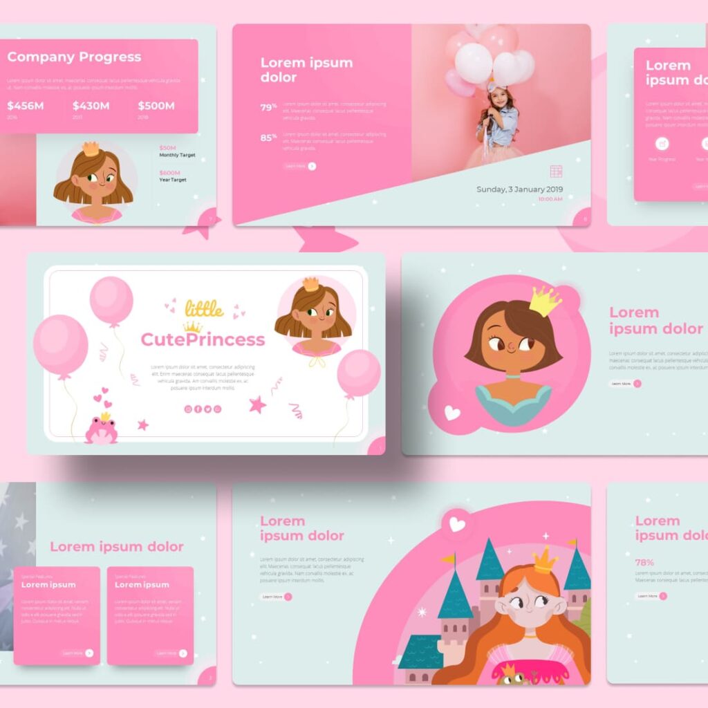Cute Little Princess Presentation Template – MasterBundles