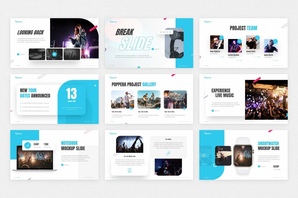 Poppera Music Powerpoint Template – MasterBundles