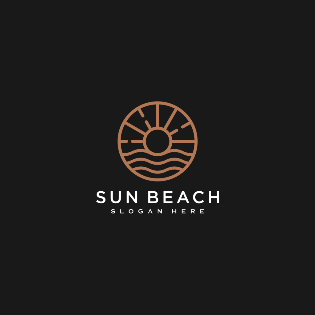 sun beach logo design Premium Vector - MasterBundles