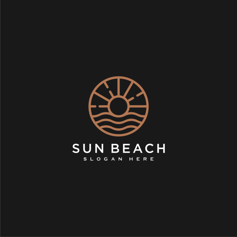 sun beach logo design Premium Vector - MasterBundles