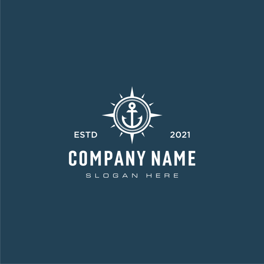 anchor and compass logo design vector - MasterBundles