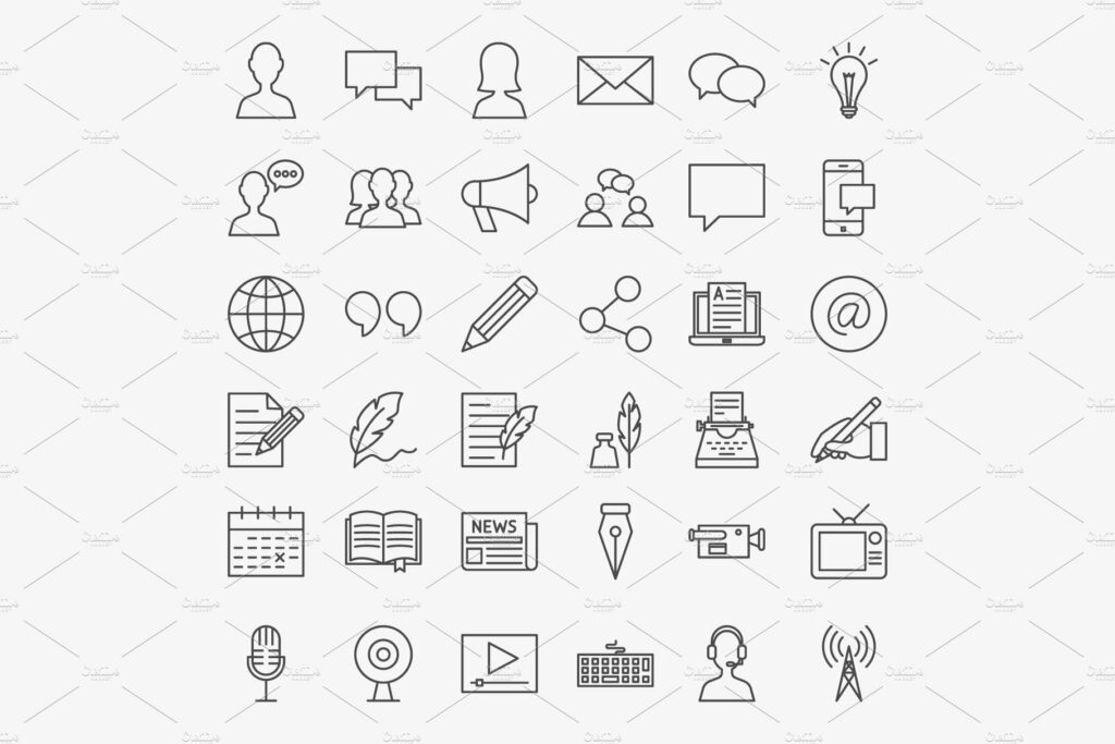 Blog Line Art Icons – MasterBundles