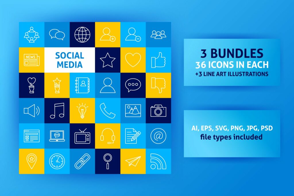 Social Media Line Art Icons – MasterBundles
