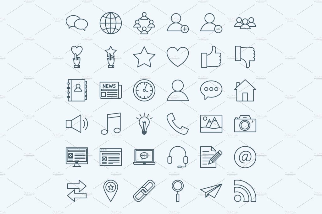 Social Media Line Art Icons – MasterBundles
