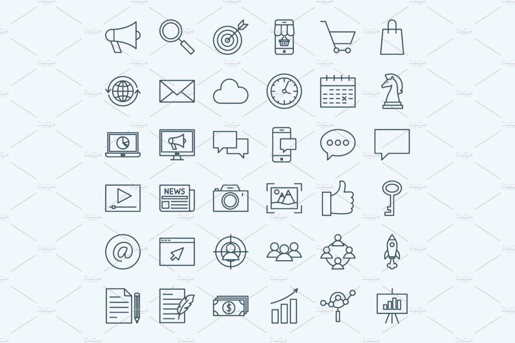 Marketing Line Art Icons – MasterBundles