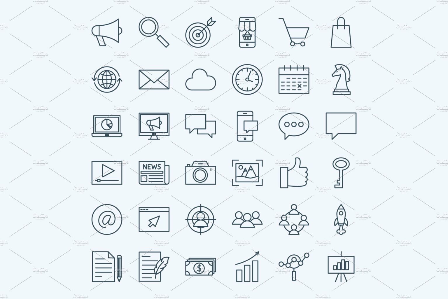 Marketing Line Art Icons – MasterBundles