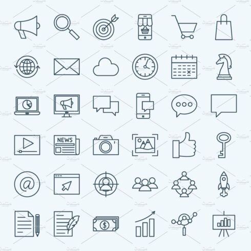 Marketing Line Art Icons | Master Bundles