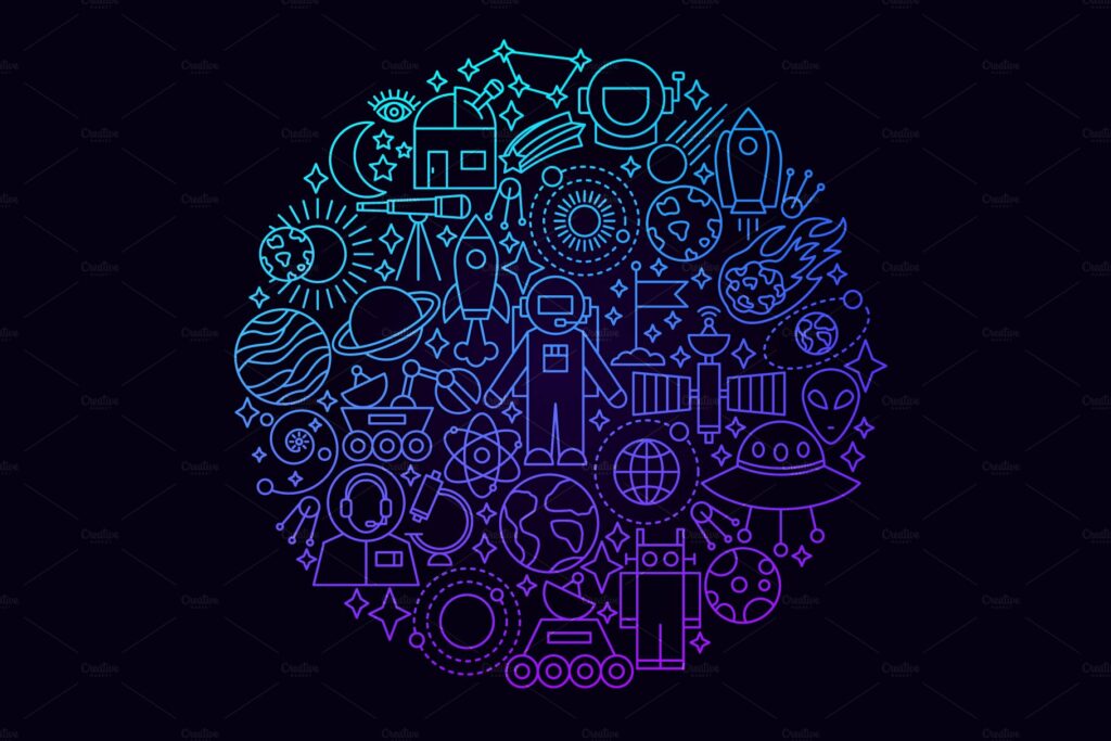 Space Line Art Icons – MasterBundles