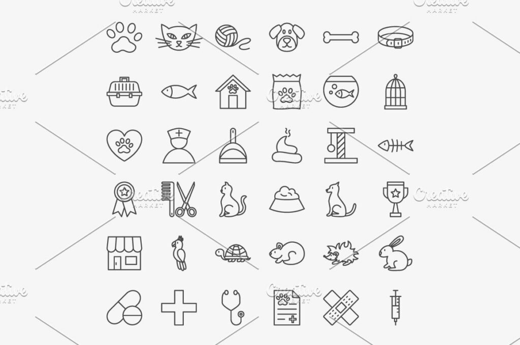 Pet Vet Line Art Icons – MasterBundles